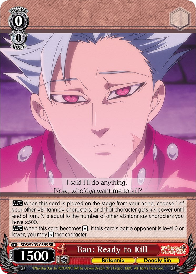 Ban: Ready to Kill (SR) (SDS/SX03-056S SR) - The Seven Deadly Sins